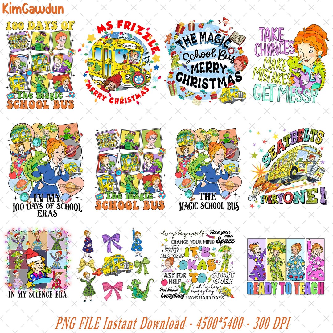 15+ Teacher the Magic School Bus PNG Bundle, Ms Frizzle Back to School ...