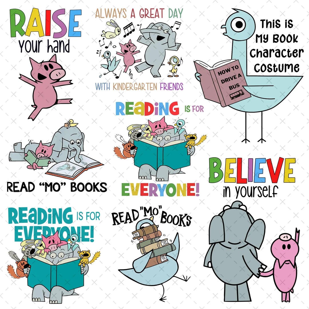 10+elephant and Piggie PNG Bundle, Back to School Png, First Day of ...