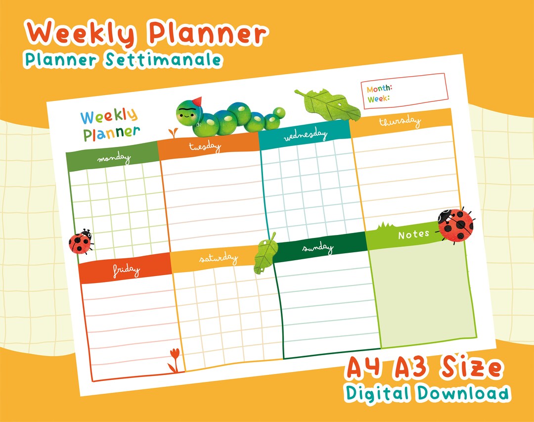 Cute Weekly Planner to Download and Print at Home With Caterpillar ...