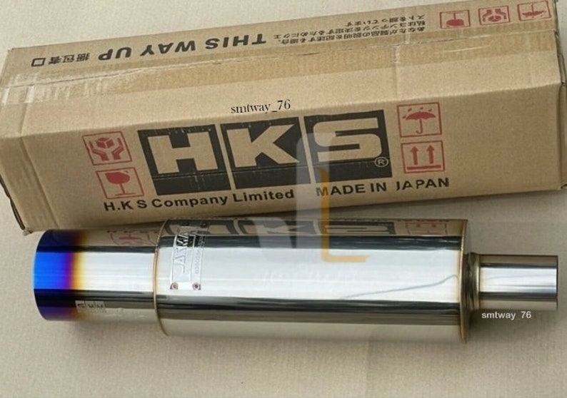 New HKS Hi-power Universal Single Exhaust MUFFLER Inlet 2.0 Outlet 3.5 ...