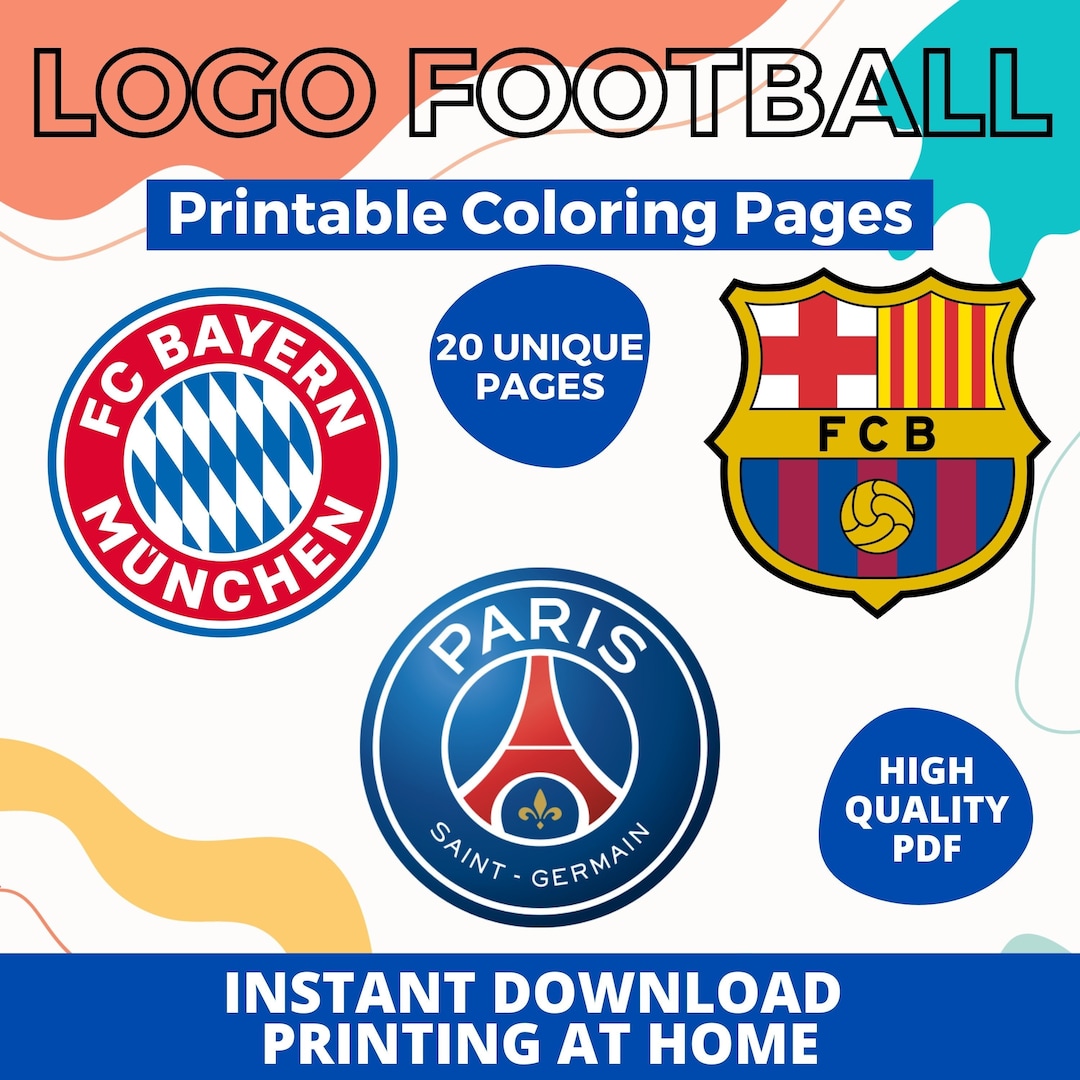FOOTBALL Team LOGOS to COLOR 20 Coloring Pages to Print - Etsy