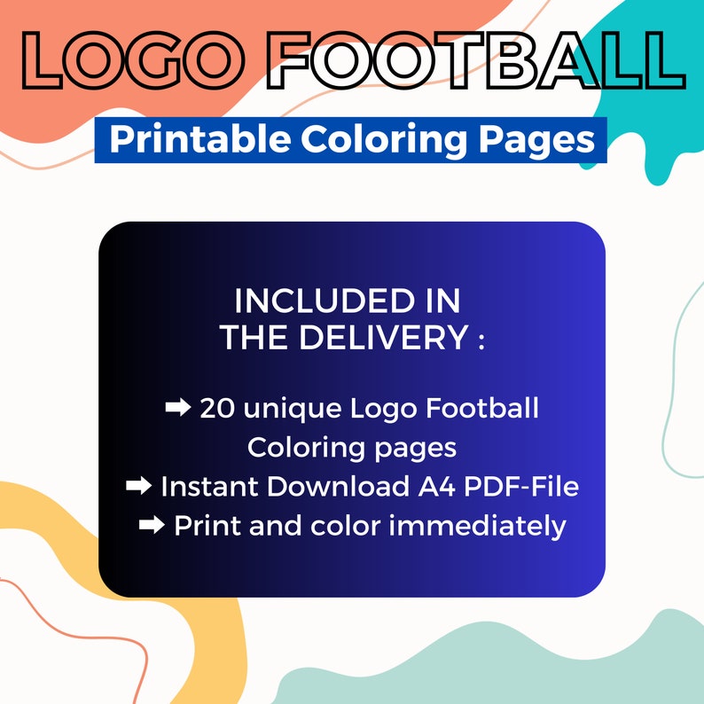 FOOTBALL Team LOGOS to COLOR 20 Coloring Pages to Print - Etsy