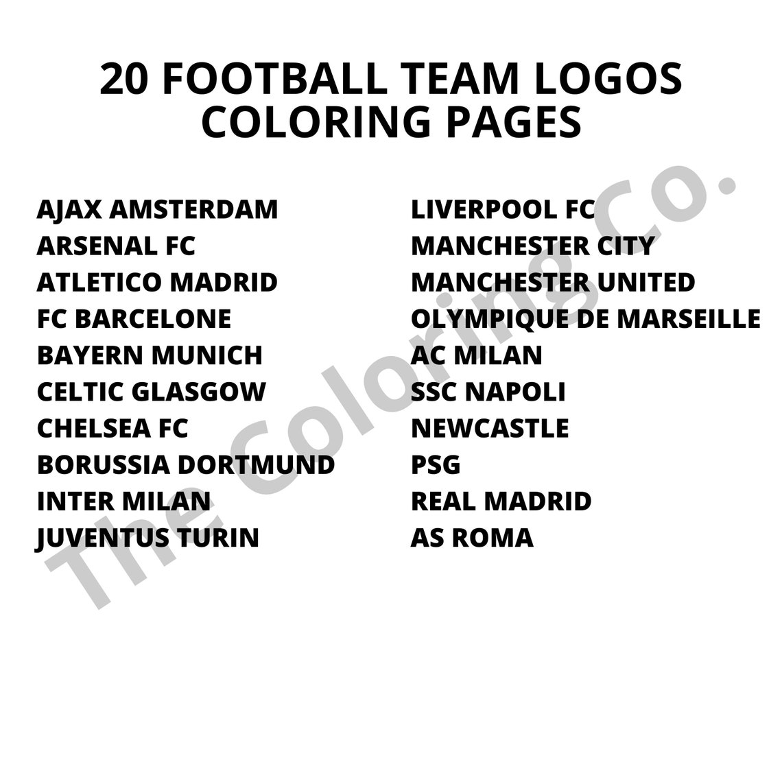 FOOTBALL Team LOGOS to COLOR - 20 Coloring Pages to Print Instantly ...