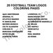 FOOTBALL Team LOGOS to COLOR - 20 Coloring Pages to Print Instantly ...