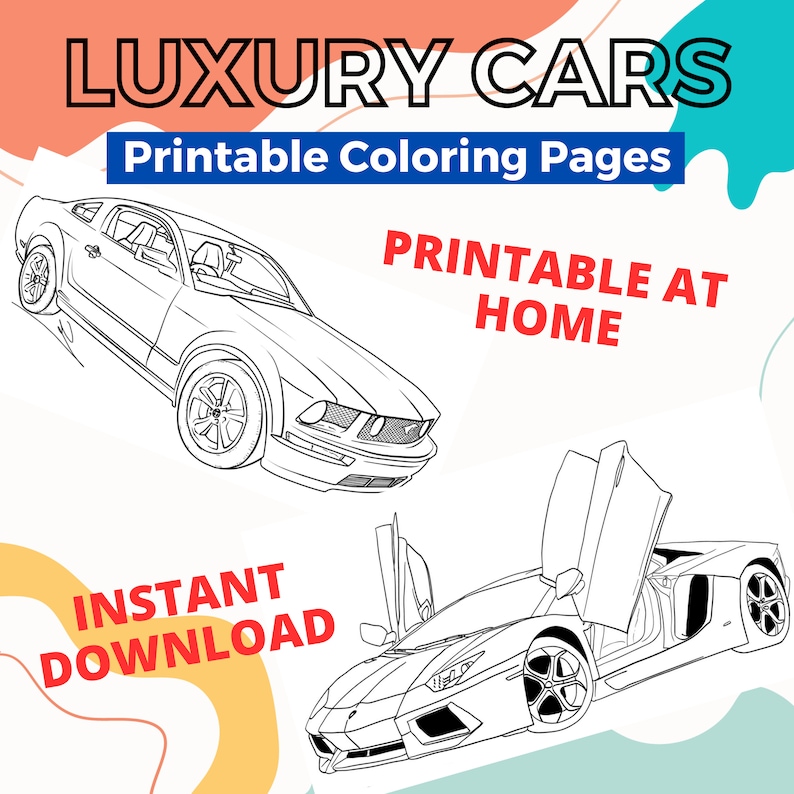 22 Most Popular LUXURY CARS COLORING Pages to Print and Color - Etsy
