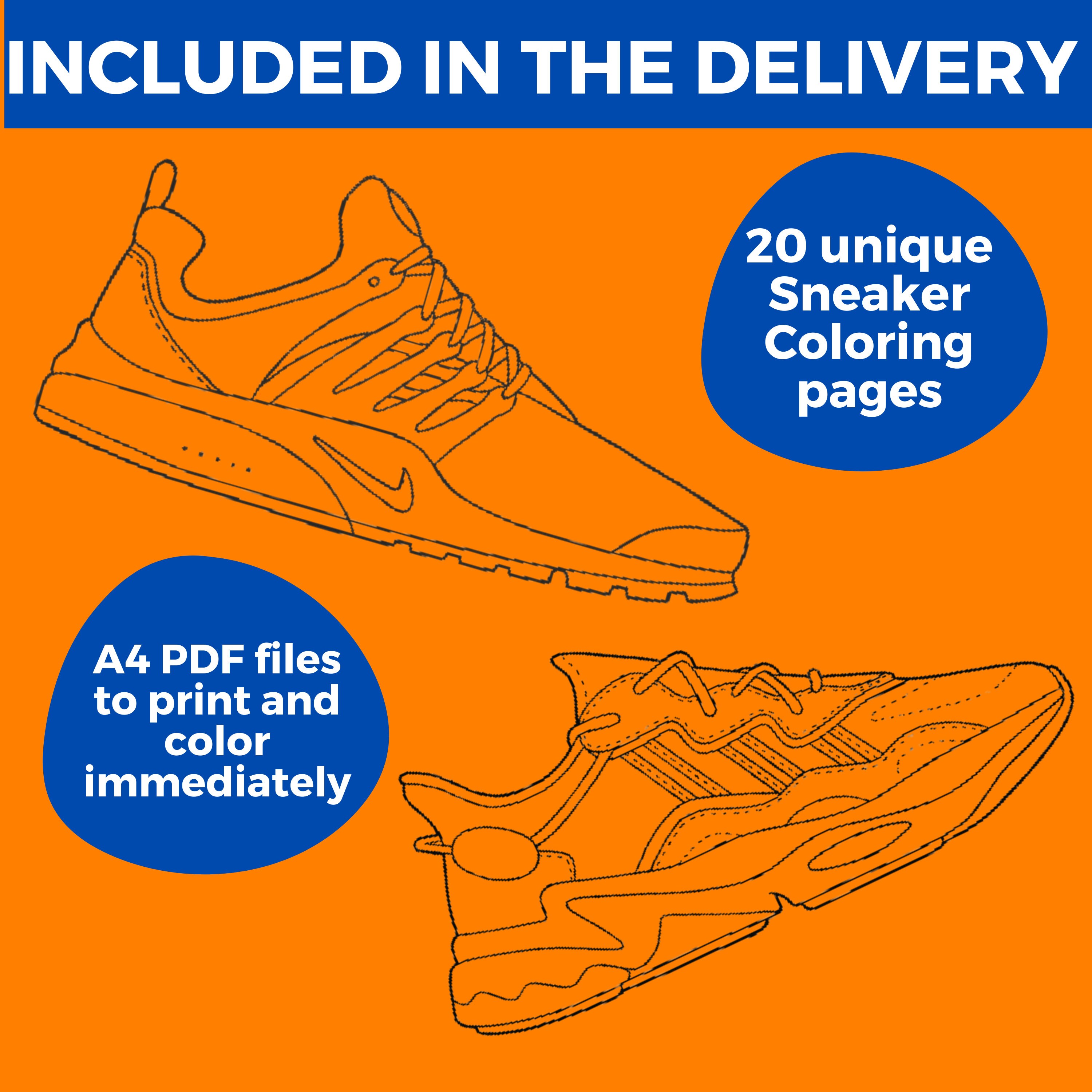 SNEAKERS COLORING Pages - 20 COLORING Pages to Print - Etsy