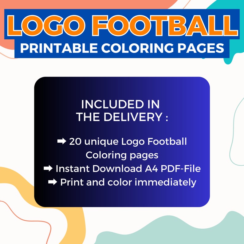 FOOTBALL Team LOGOS to COLOR - 20 Coloring Pages to Print Instantly ...