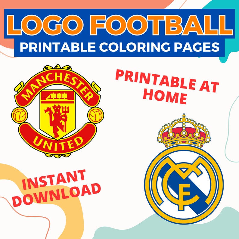 FOOTBALL Team LOGOS to COLOR - 20 Coloring Pages to Print Instantly ...