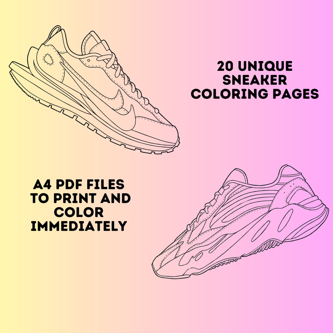 SNEAKER COLORING Pages - 20 PRINTABLE Coloring Sheets - Etsy