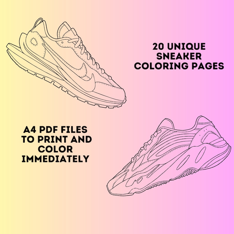SNEAKER COLORING Pages - 20 PRINTABLE Coloring Sheets - Etsy