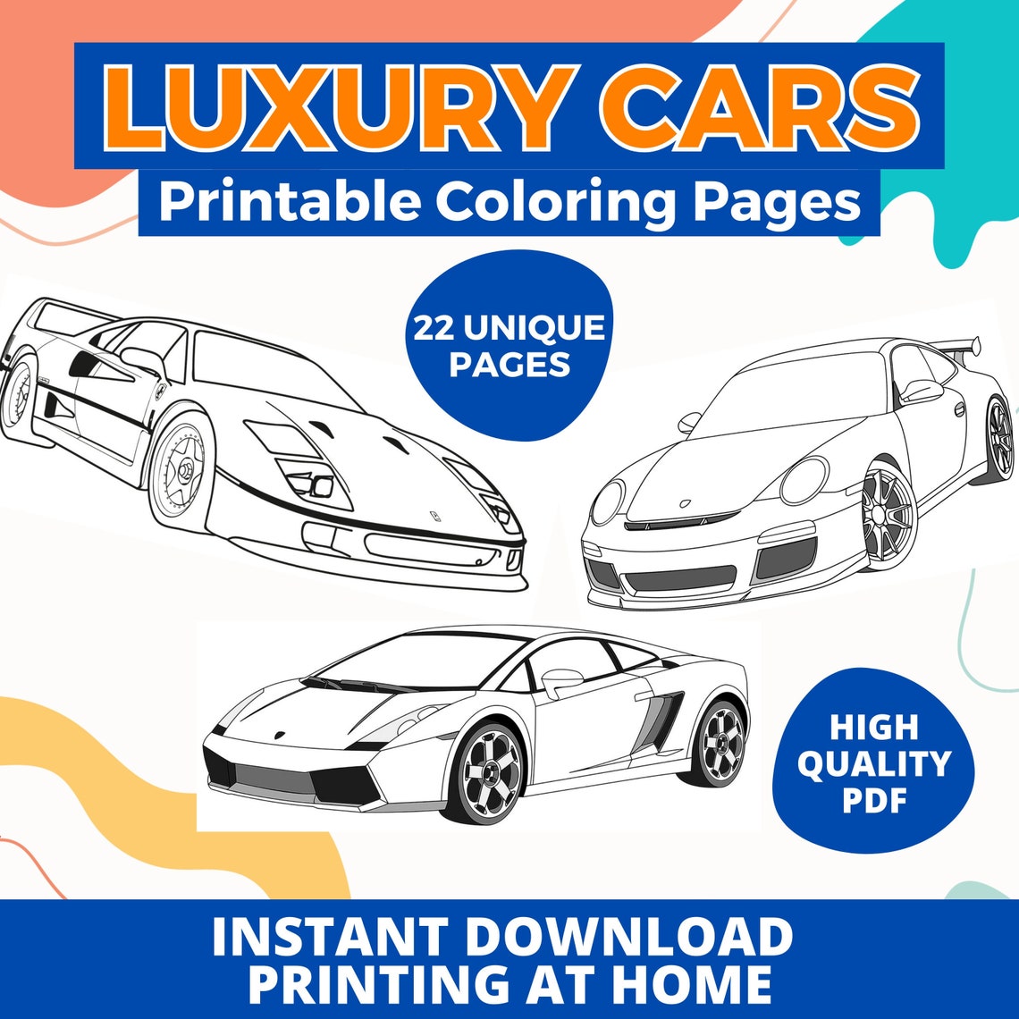 22 Most Popular LUXURY CARS COLORING Pages to Print and Color Instantly ...