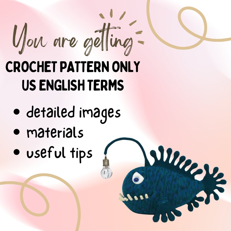 Angler Monkfish Fish Crochet PATTERN, Amigurumi Plushie, Kawaii Cute ...