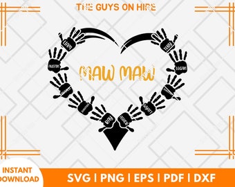 Mawmaw Heart Instant Digital Download Svg, Png, Dxf, and Eps Files ...