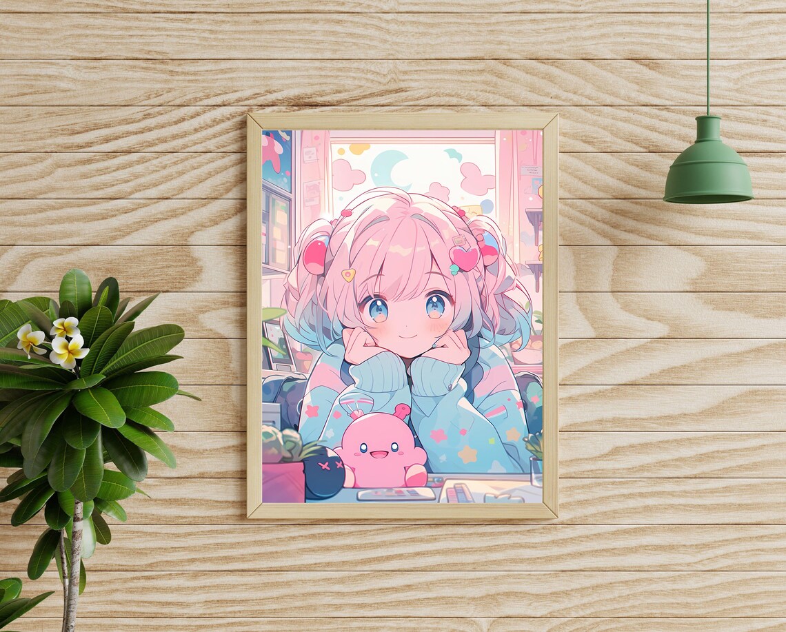 Anime Girl Cute Girl Happy Kawaii Digital Art Anime Etsy