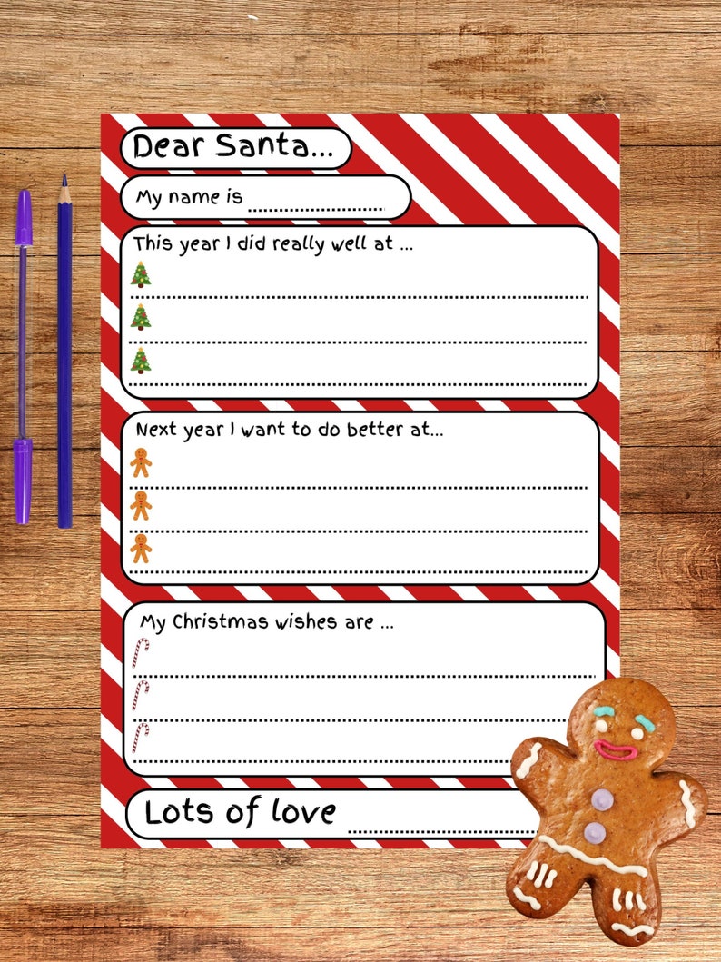 Childrens Letter to Santa Printable Template - Etsy