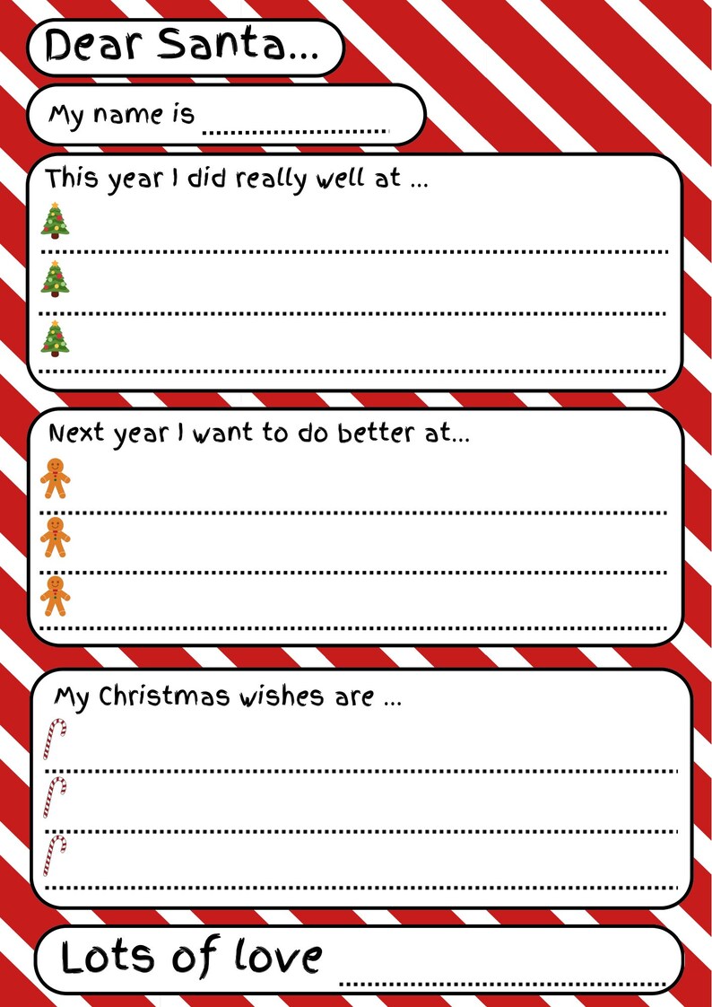 Childrens Letter to Santa Printable Template - Etsy