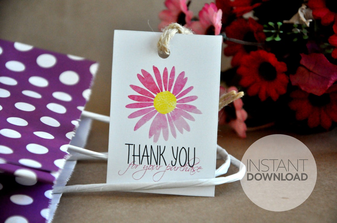 Printable Thank You for Your Purchase Tag Printable Daisy - Etsy Printable Thank You for Your Purchase Tag Printable Daisy - Etsy