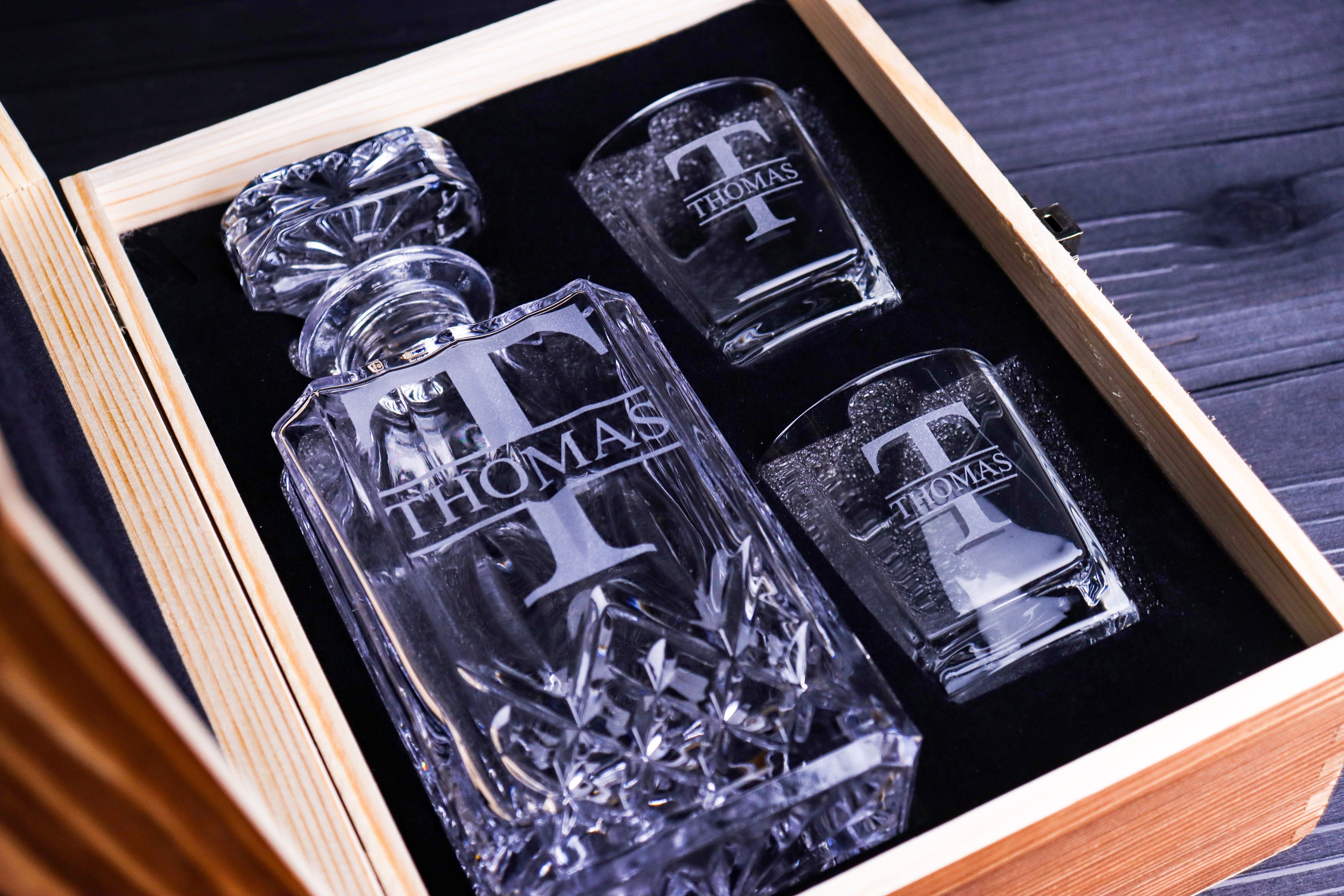 Whiskey Glasses Personalized Whiskey Box Whiskey Gift Chilling Stones ...