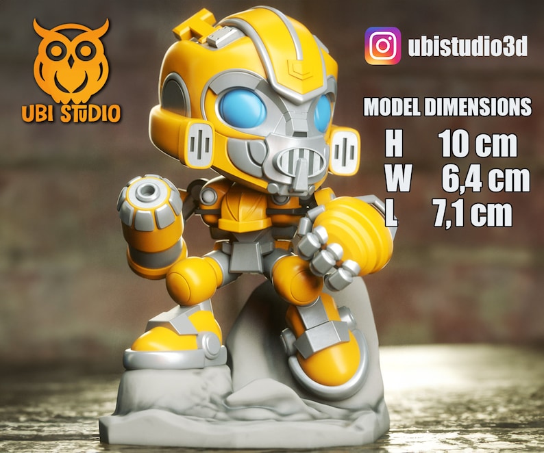 Bumblebee Chibi | Bumblebee Statue 3D Printed | Gift for Gamer | Handmade Gift | Resin Figure ...