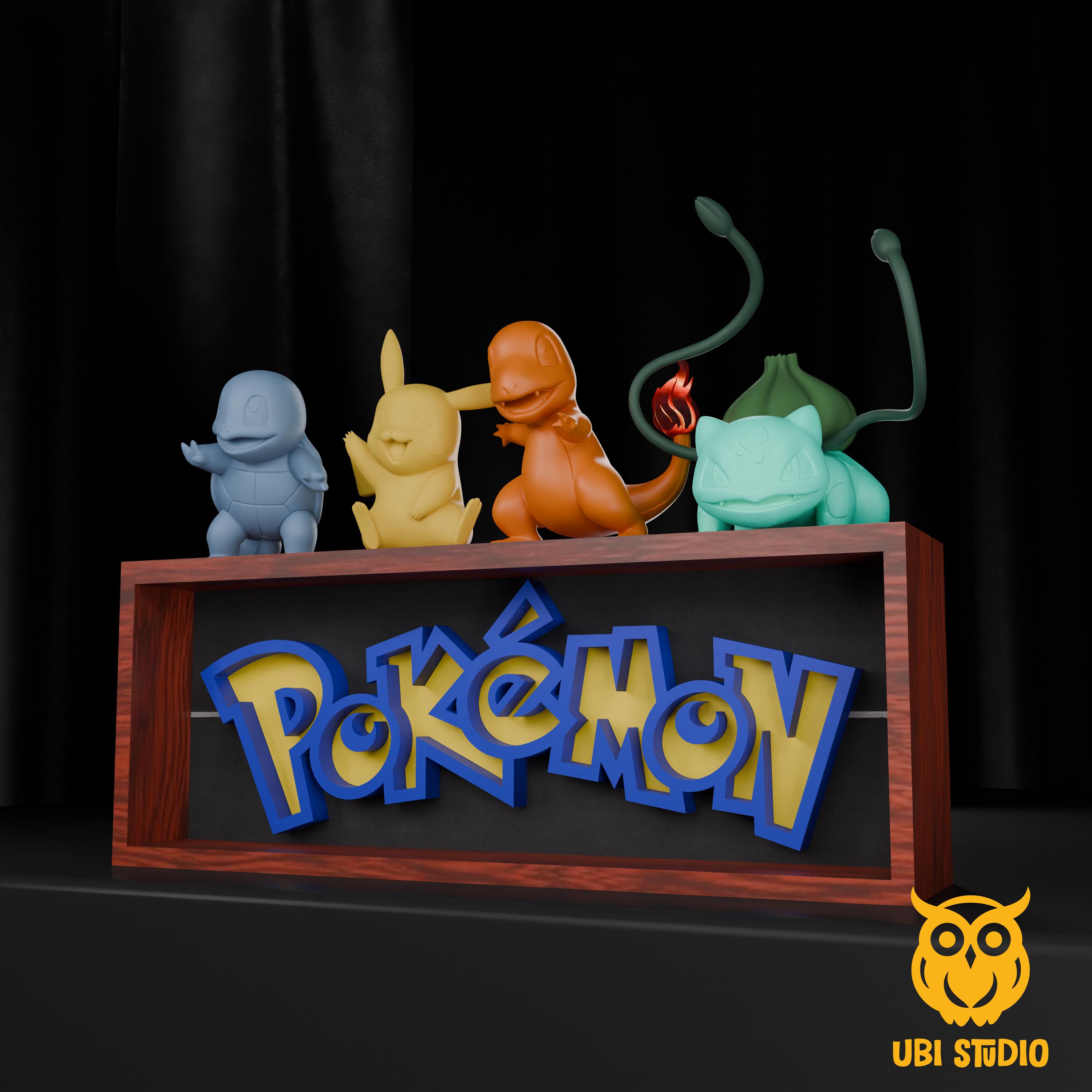 Four Basic Pokemon Wall Decor STL - Book Nook - Bookshelf Decor - Book ...