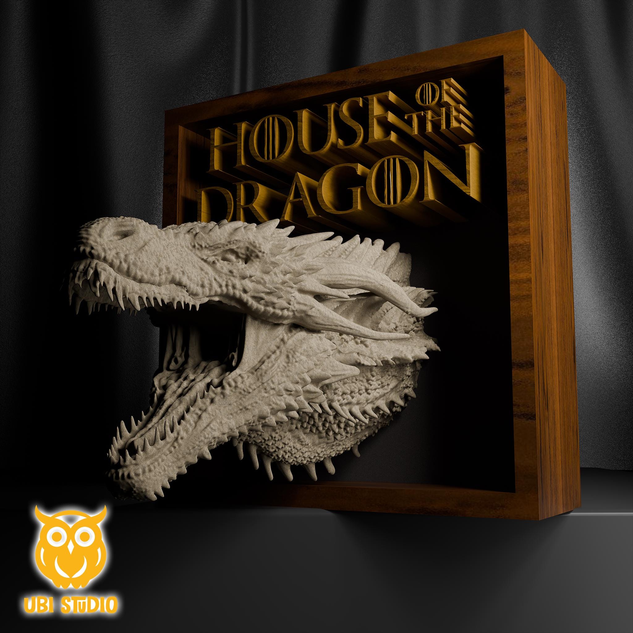 House of Dragon Wall Decor STL | Book Nook | Bookshelf Decor - 3D Print ...