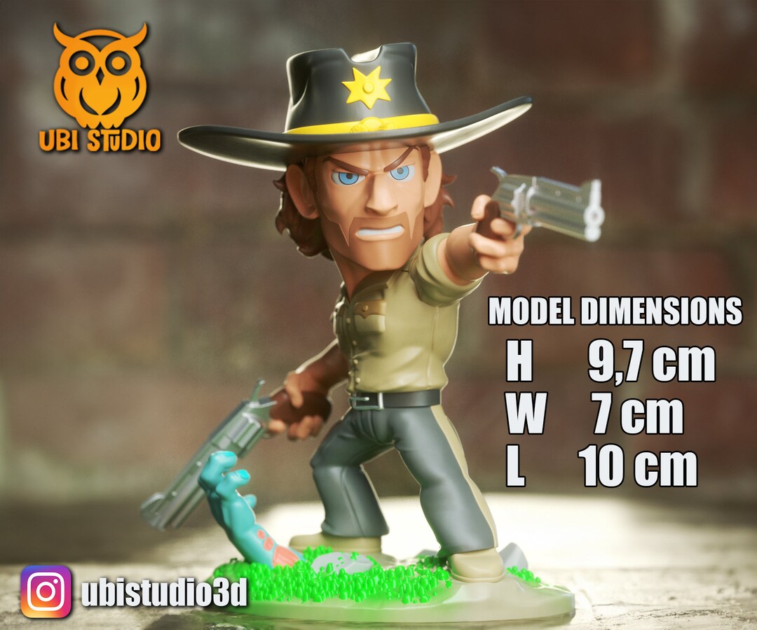 Rick Grimes Chibi | Rick Grimes Statue 3D Printed | Gift for Gamer ...