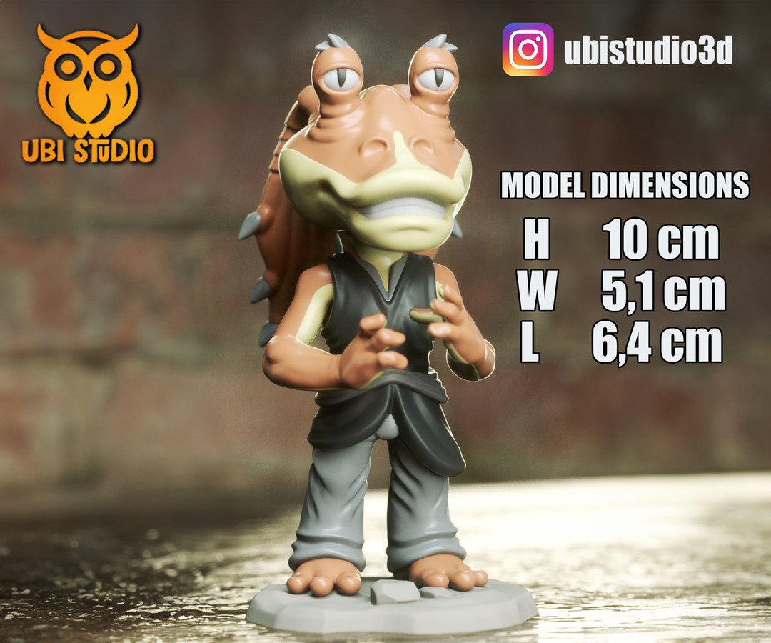 Jar Jar Binks Chibi | Jar Jar Binks Statue 3D Printed | Gift for Gamer ...