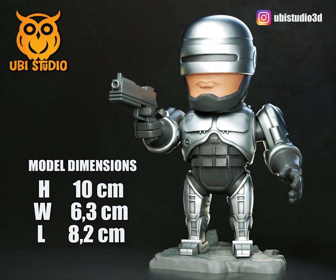 Robocop Chibi | Robocop Statue 3D Printed | Gift for Gamer | Handmade ...