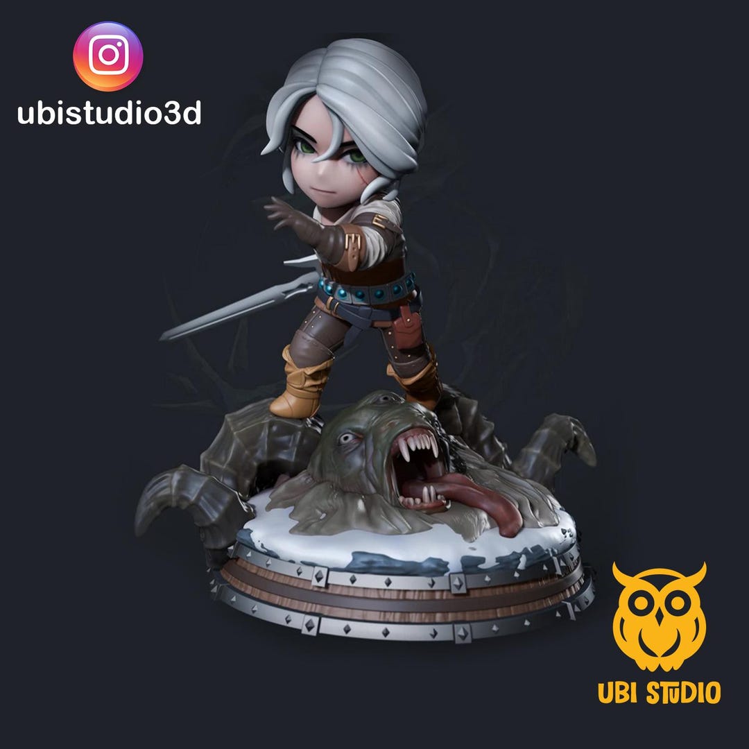 Ciri Chibi From Witcher 10 Cm | Gift for Gamer | Handmade Gift | Hand Painted - Etsy