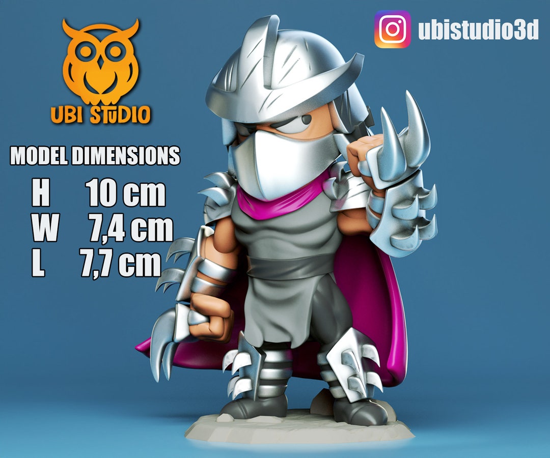 Shredder Chibi | Shredder Statue 3D Printed | Gift for Gamer | Handmade ...