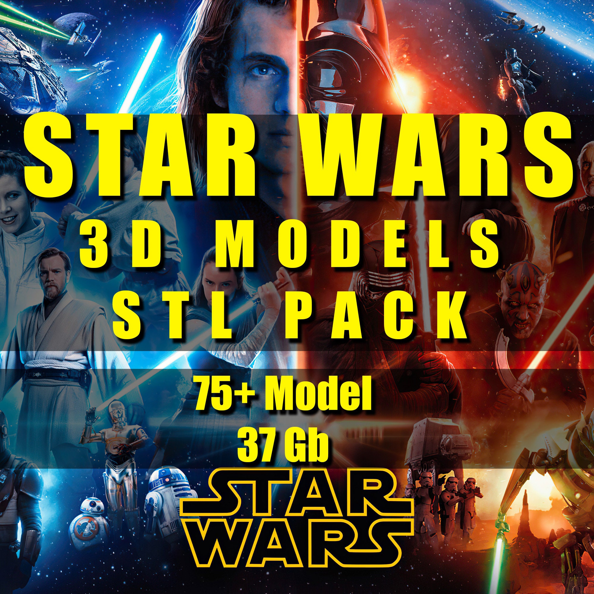 Star Wars 3D Printable STL File Pack 3D Model 3D Print - Etsy