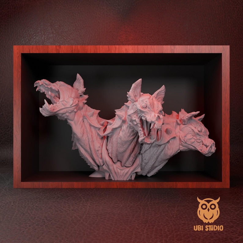 Cerberus Fantastic Beast Wall Decor STL Book Nook Bookshelf Decor Book ...