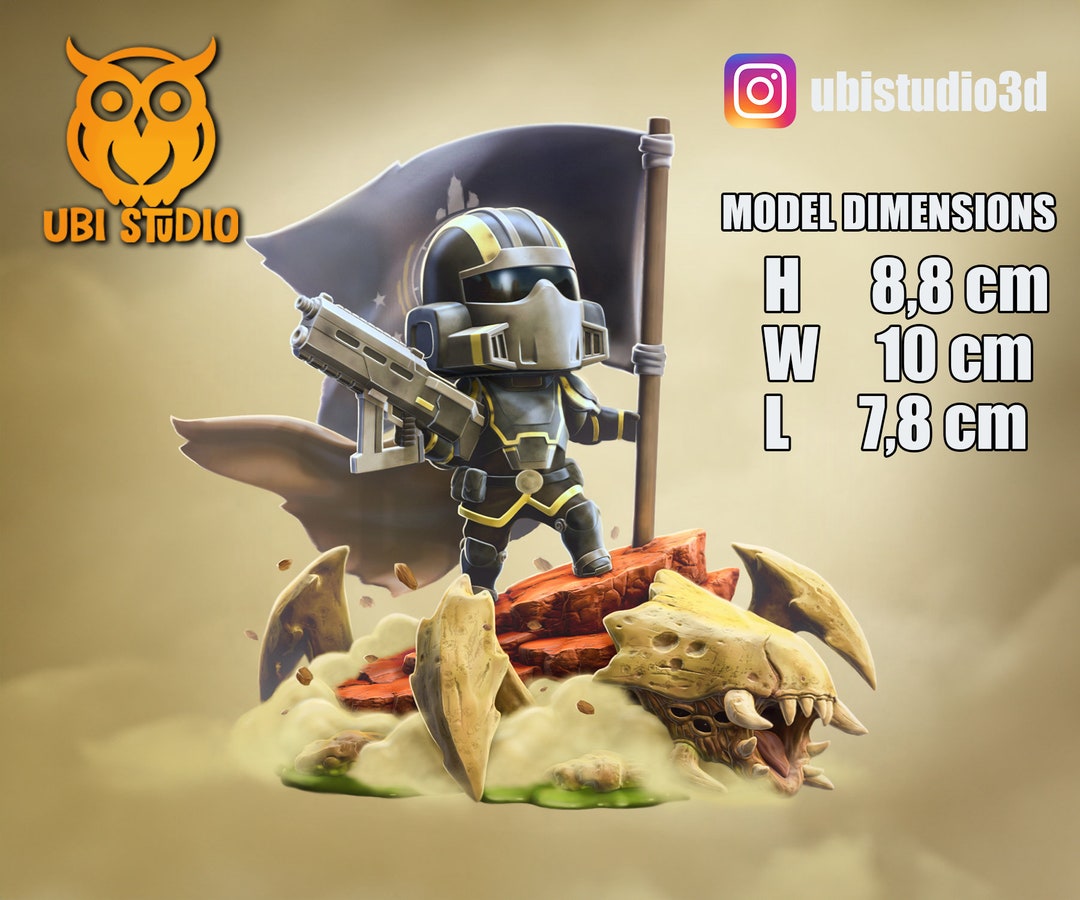 Helldivers Chibi Helldivers Statue 3D Printed Gift for Gamer Handmade ...