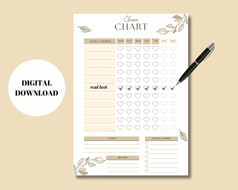 Chore Chart for Kids and Adults, Responsibilities Chart, to Do List, A4 ...