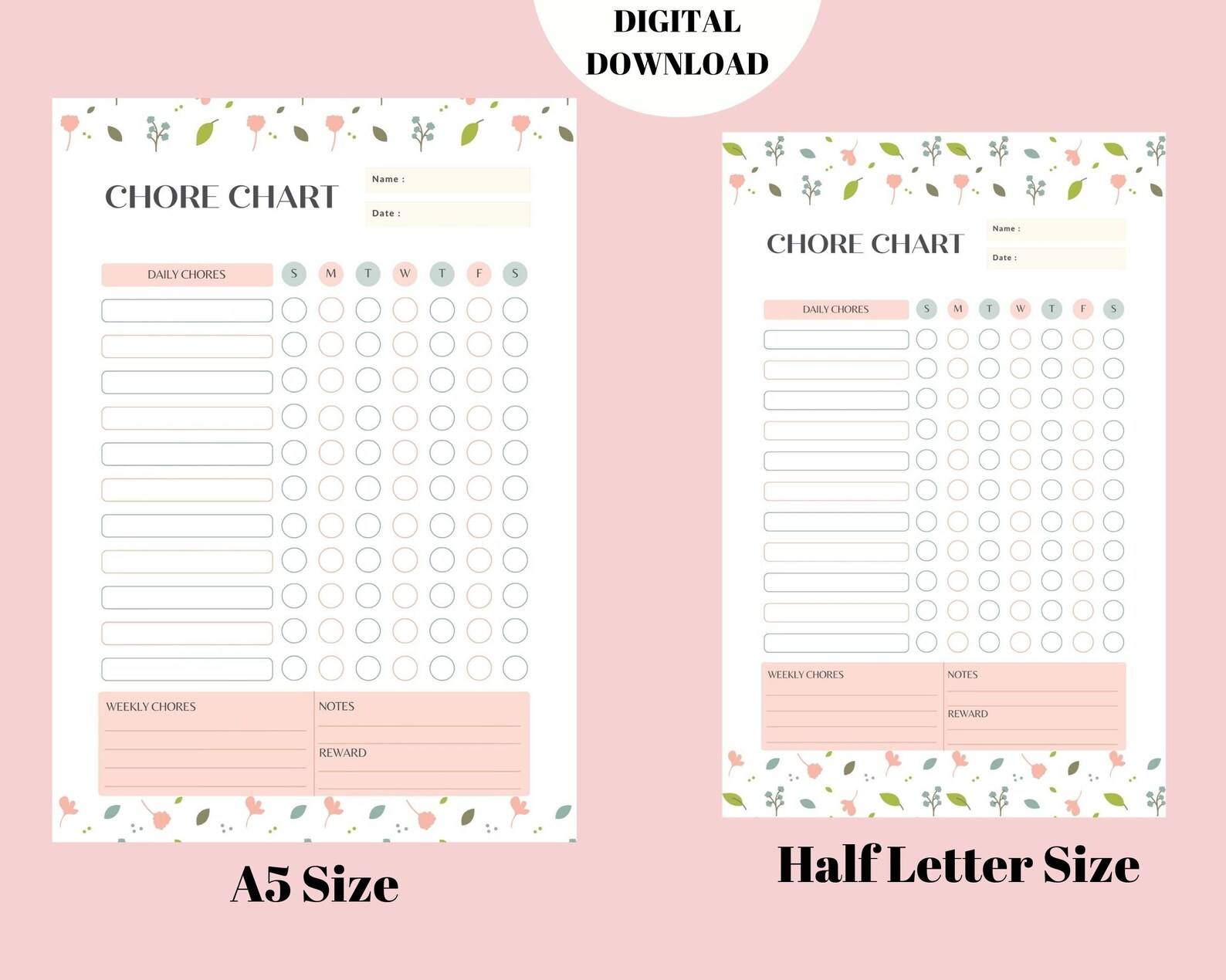 Chore Chart for Kids and Adults, Responsibilities Chart, to Do List, A4 ...