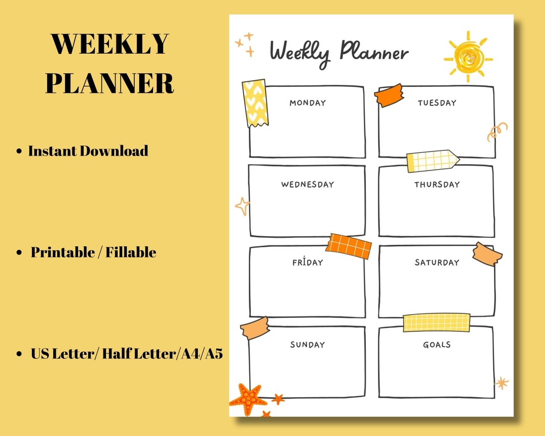 Weekly to Do List Printable, Weekly Task List, Weekly Planner for Kids ...