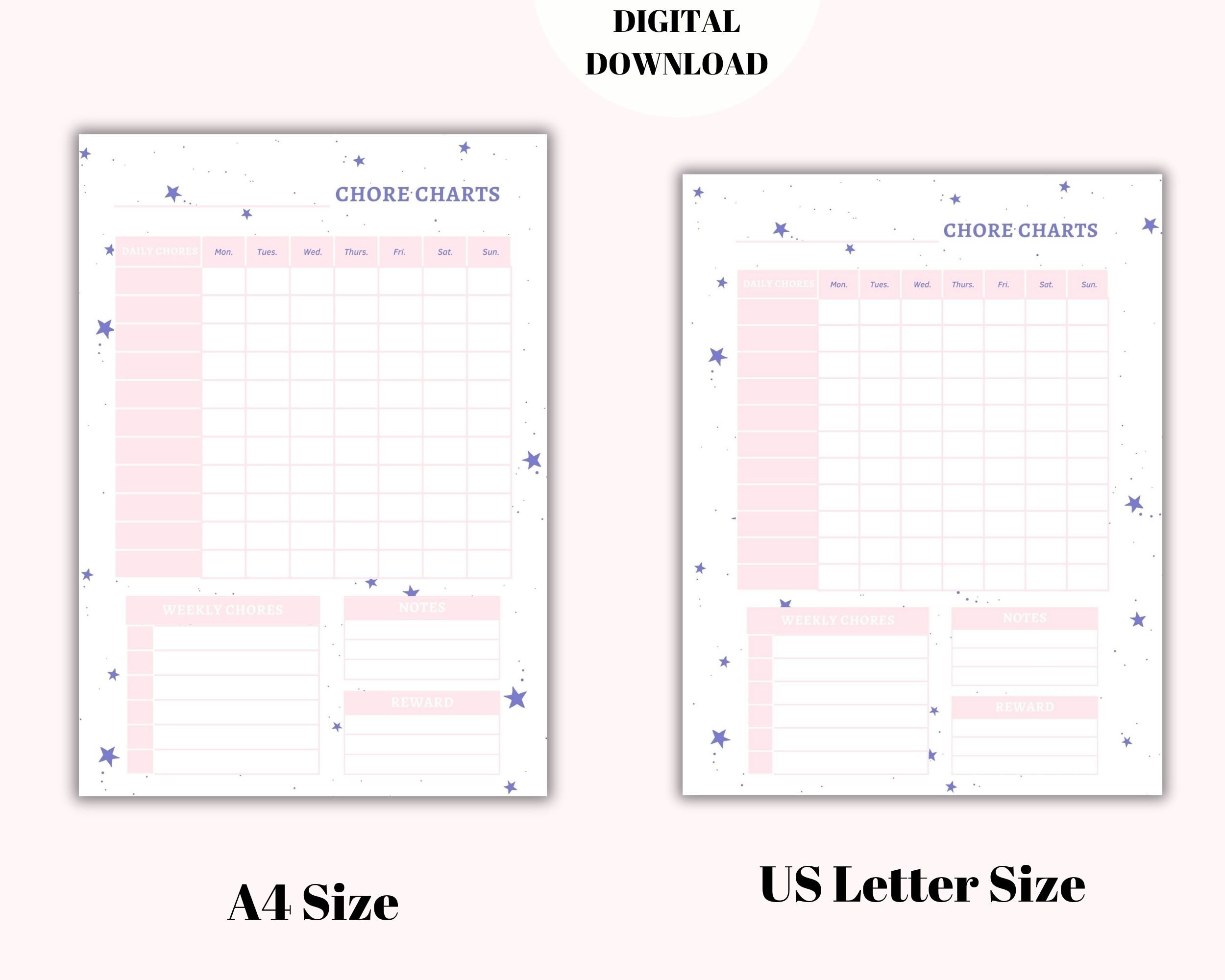 Chore Chart for Kids and Adults, Responsibilities Chart, to Do List, A4 ...