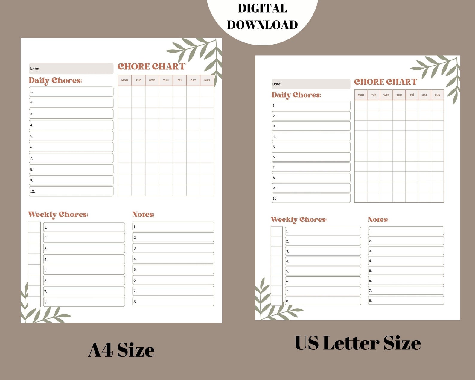 Chore Chart for Kids and Adults, Responsibilities Chart, to Do List, A4 ...