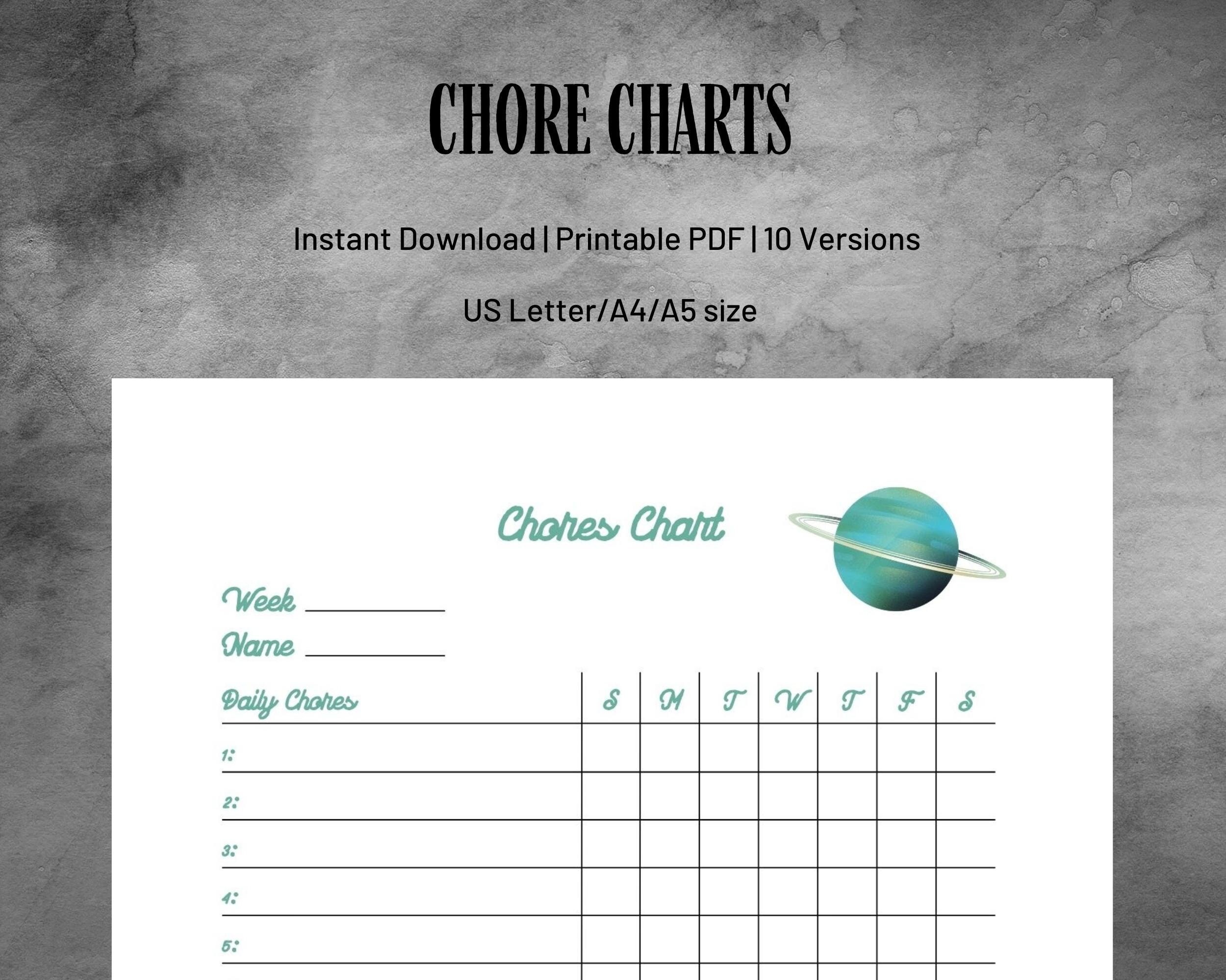 Chore Chart for Kids and Adults, Responsibilities Chart, to Do List, A4 ...