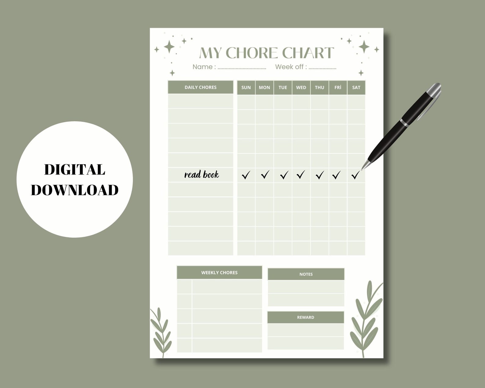 Chore Chart for Kids and Adults Responsibilities Chart to Do - Etsy