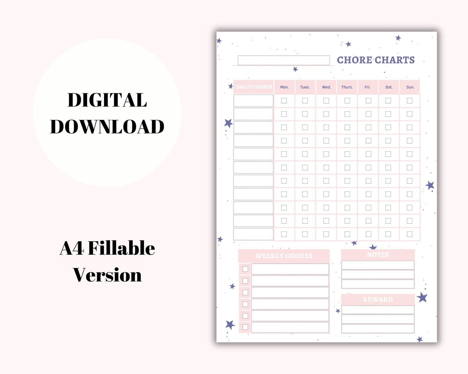 Chore Chart for Kids and Adults, Responsibilities Chart, to Do List, A4 ...