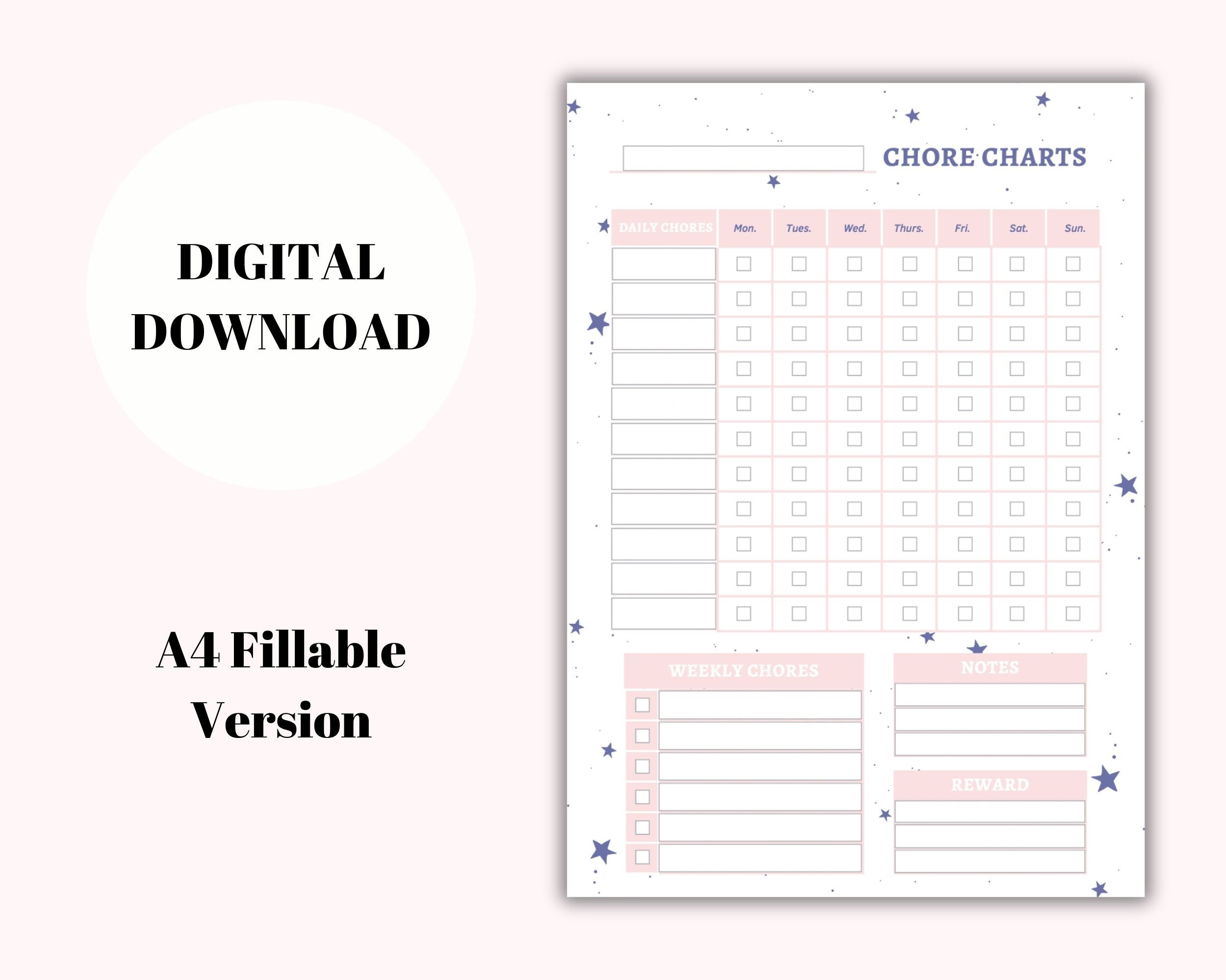 Chore Chart for Kids and Adults, Responsibilities Chart, to Do List, A4 ...