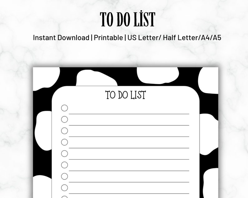 To Do List Printable Simple Tasks List Productivity Planner - Etsy