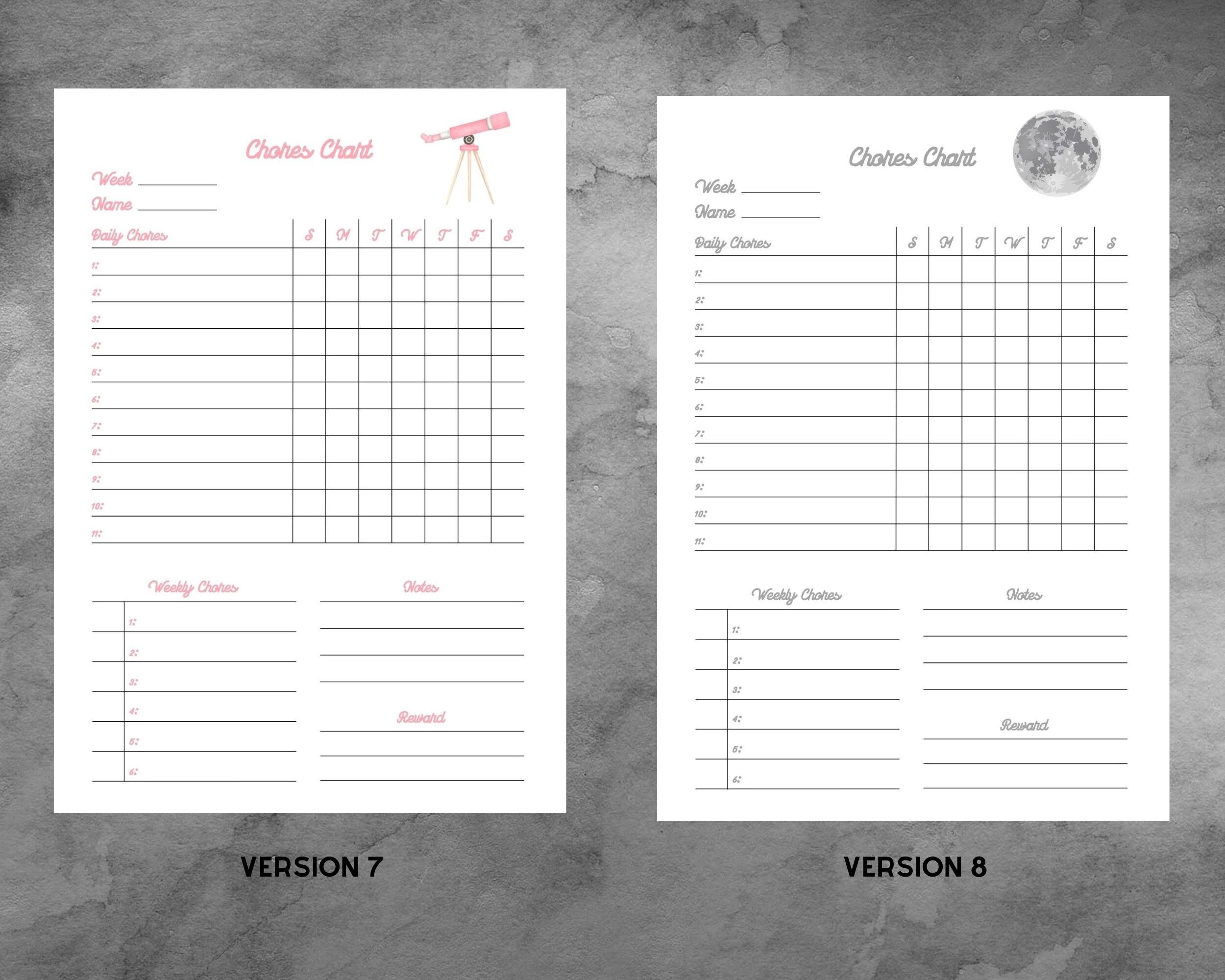 Chore Chart for Kids and Adults, Responsibilities Chart, to Do List, A4 ...
