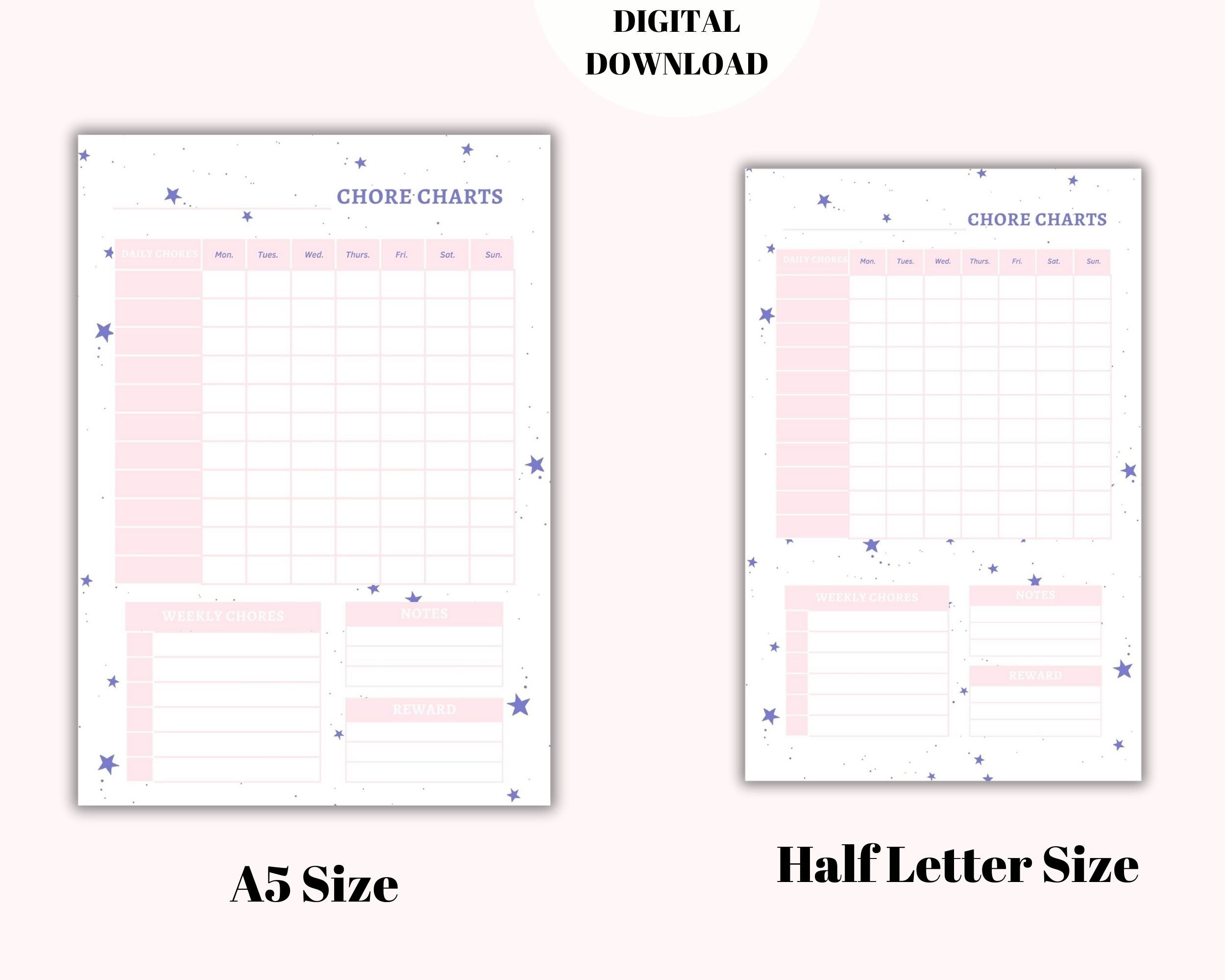 Chore Chart for Kids and Adults, Responsibilities Chart, to Do List, A4 ...