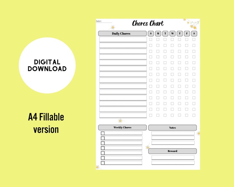Chores Chart for Kids and Adults, Responsibilities Chart, to Do List ...