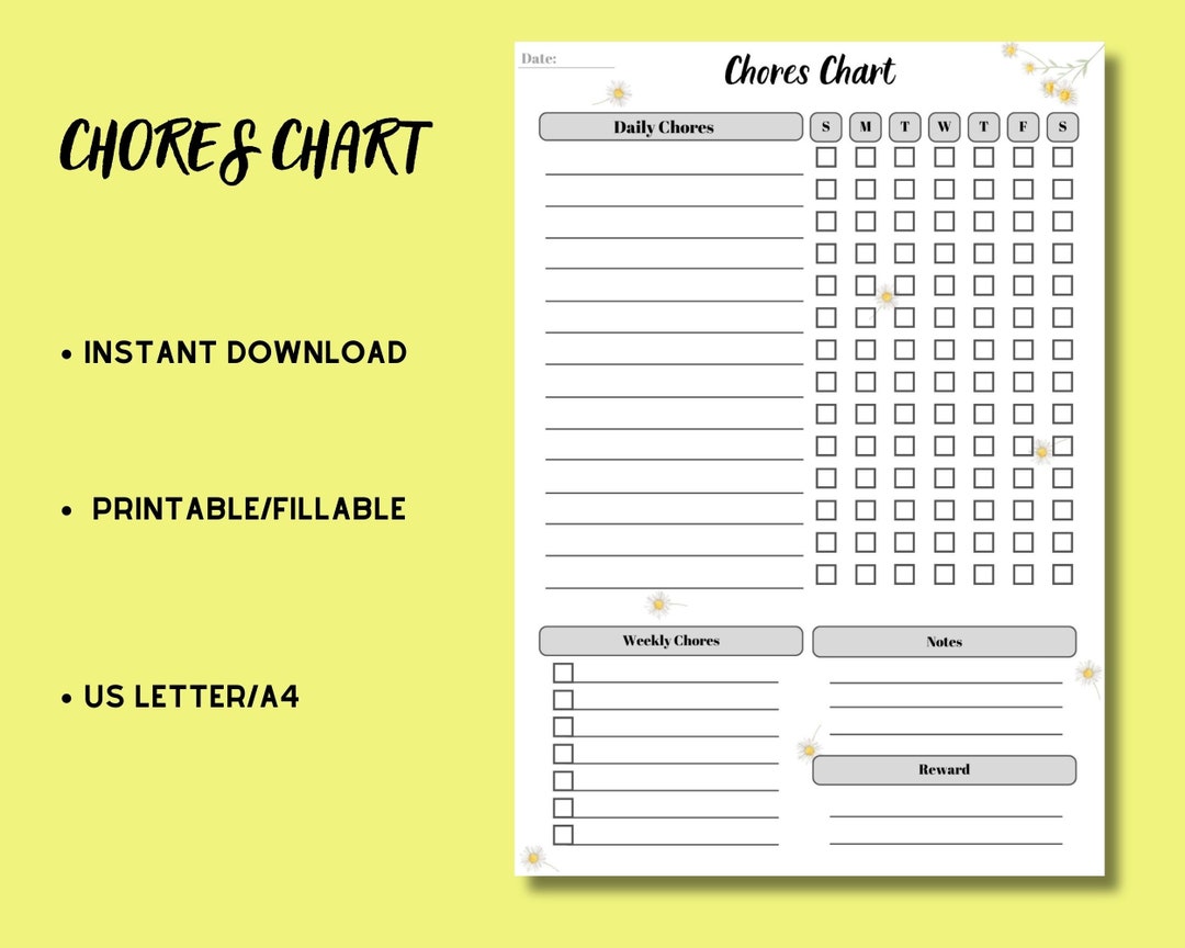 Chores Chart for Kids and Adults, Responsibilities Chart, to Do List ...