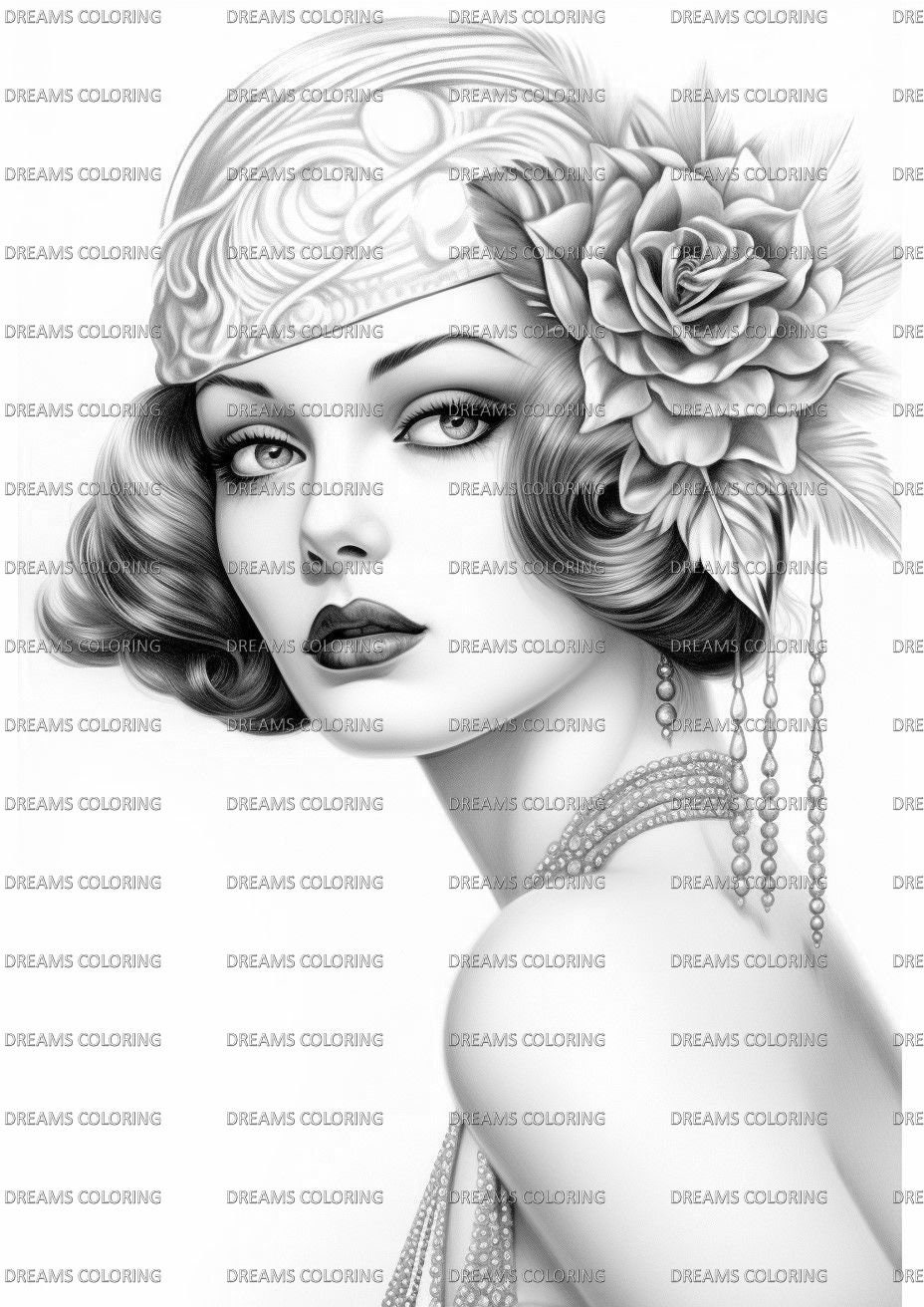 Roaring Twenties: Gatsby 65 Coloring Pages - Etsy