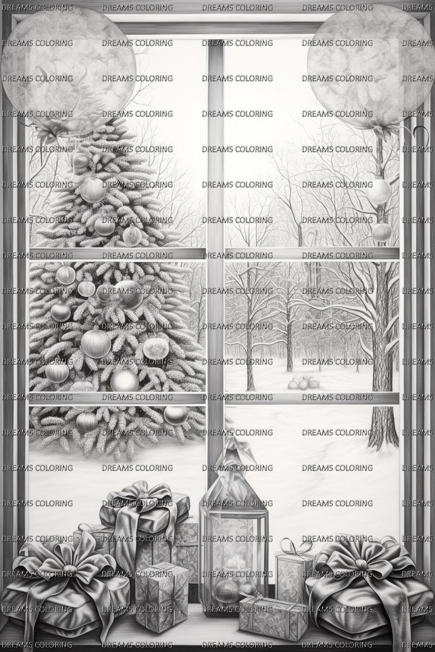 20 Printable Coloring Greeting Cards Christmas Behind the - Etsy