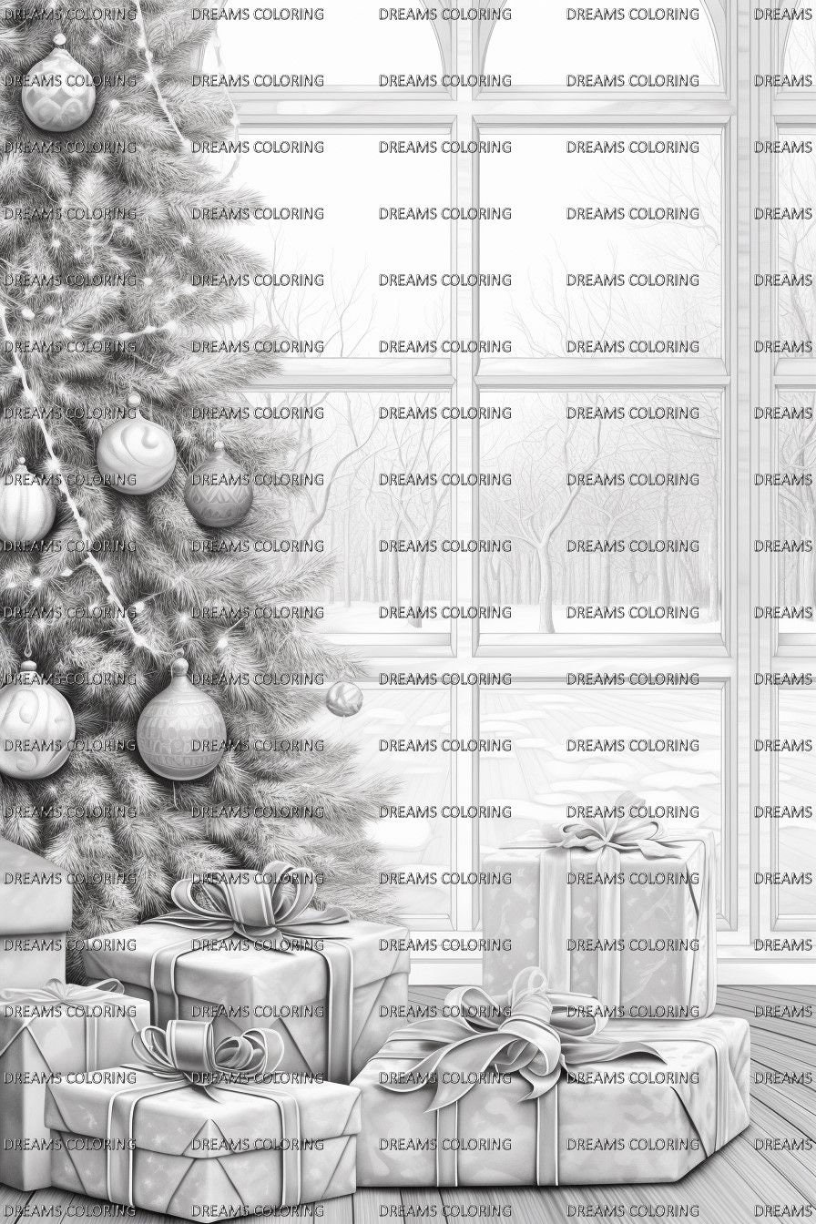 20 Printable Coloring Greeting Cards Christmas Behind the - Etsy